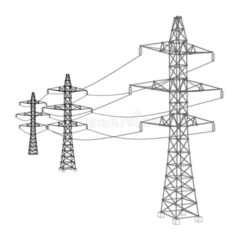 Electric Pylons Or Electric Towers Concept Vector Stock Vector