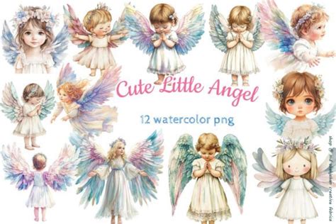 Cute Little Angel Watercolor Clipart Graphic By Clipart Fusion