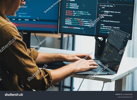 Developer Working Online Software Development On Stock Photo 2536676195 | Shutterstock