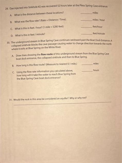 Solved Lab 13 Groundwater And Karst Topography29 Dye