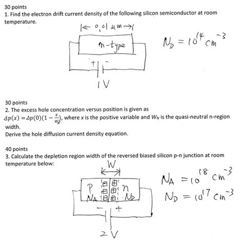 Solved 30 Points 1 Find The Electron Drift Current Density