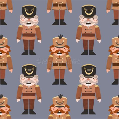 Seamless Pattern With Cartoon Nutcracker Decor Elements Colorful