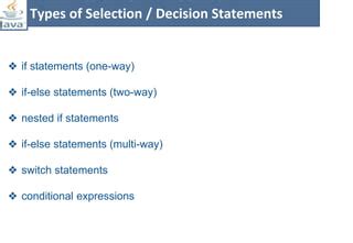 22AD201 Java Programming Decision Statements Pptx