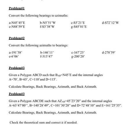 Solved Convert The Following Bearings To Azimuths Chegg