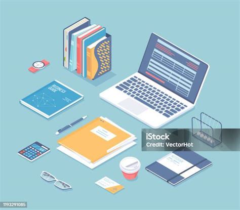 청구서 송장 계정의 온라인 지불 노트북 화면 문서 테이블에 계산기에 응용 프로그램 인터페이스 직장 배경 아이소메트릭 3d 벡터 그림입니다 3차원 형태에 대한 스톡 벡터 아트