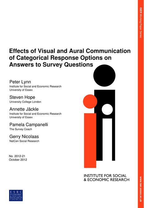 Pdf Effects Of Visual And Aural Communication Of Categorical Response Options On Answers To