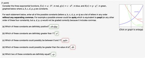 solved 1 point consider the three exponential functions