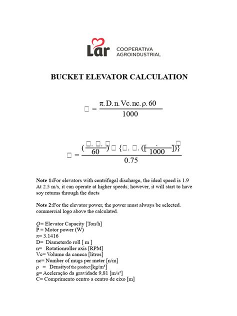 Bucket Elevator Calculation Pdf