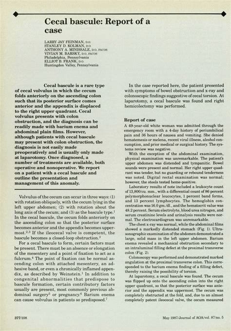 Pdf Cecal Bascule Report Of A Case