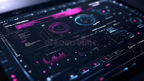 Displaying Futuristic User Interface With Data Visualization And Information Graphics Stock