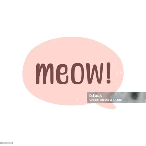 야옹 말풍선 야옹 텍스트 귀여운 손으로 그린 인용문 고양이 소리 손글씨 낙서 문구 셔츠 카드 포스터 등에 인쇄하기 위한 벡터 그림 Onomatopoeia에 대한 스톡 벡터