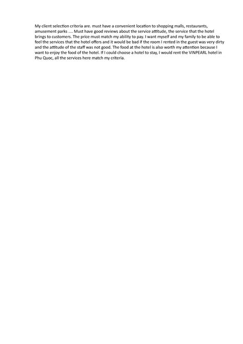 Tuấn Programming My Client Selection Criteria Are Must Have A