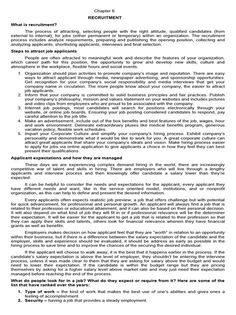 Chapter 6 Recuritment Pdf Recruitment Employment