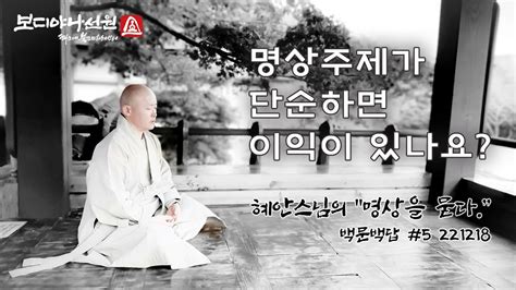 100문 100답 명상주제가 단순하면 어떤 이익이 있는지 그 수행의 원리가 궁금합니다ㅣ혜안스님의 명상을 묻다