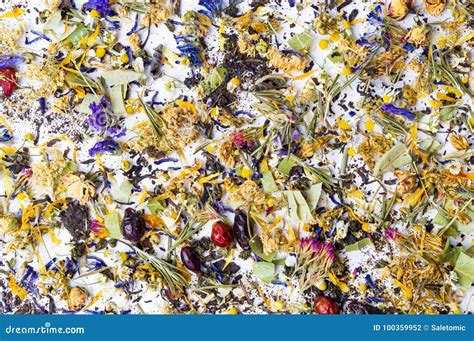 Herbal Mixture Mixed With Tablets Royalty Free Stock Image