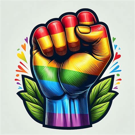 Rainbow Fist Gay Pride Lgbt Concept Realistic Vector Illustration For
