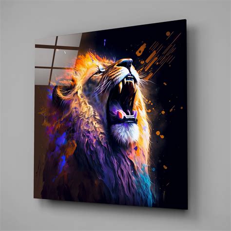 Roaring Lion Glass Wall Art Designers Collection Insigne Art Design