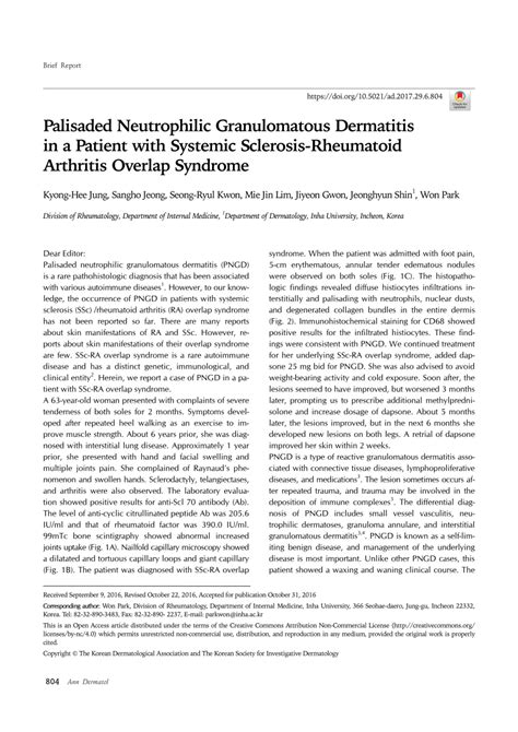 Pdf Palisaded Neutrophilic Granulomatous Dermatitis In A Patient With