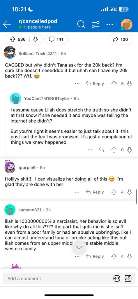 Screenshots From The Alleged Lillah Account Rcanceledpod