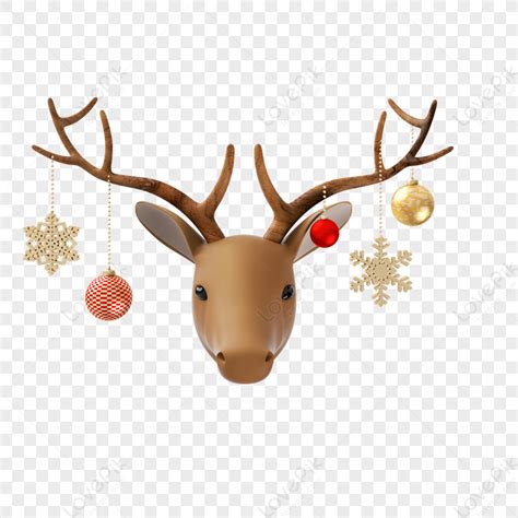 사슴 머리와 크리스마스 일러스트 장식 3d 요소사불상제전 Png 일러스트 무료 다운로드 Lovepik