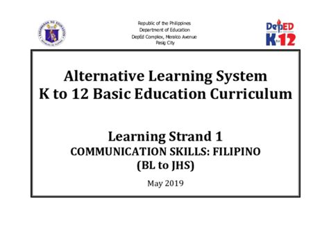 Pdf Alternative Learning System K To 12 Basic Education Curriculum