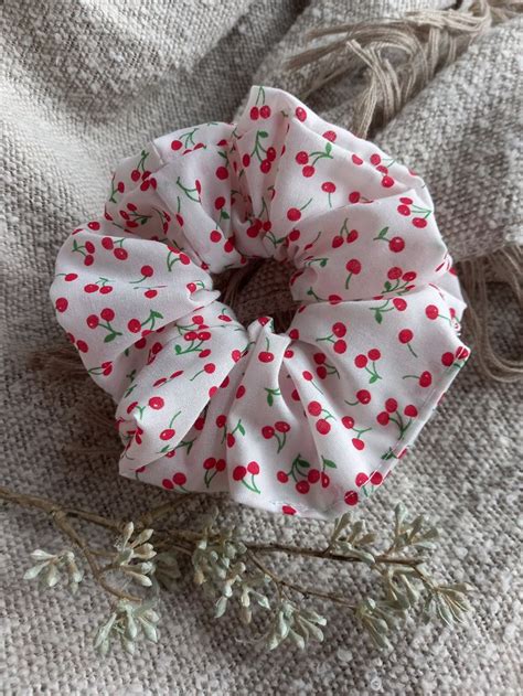 Cute Cherry Scrunchie Ts Handmade Large Stylish Women Girls Etsy Scrunchies Floral