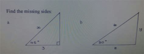 Solved Find The Missing Sides A B Algebra