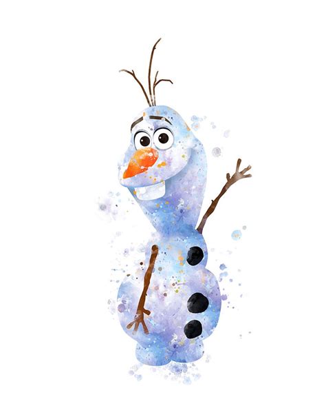 Frozen Watercolor Olaf Anna And Elsa Prints Frozen Castle Etsy