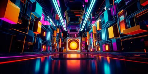 Technology Themed Wallpaper With Vibrant Colors And Geometric Shapes