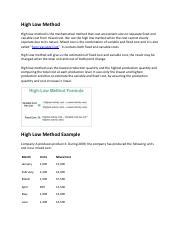 Understanding The High Low Method Separating Fixed And Variable Course Hero