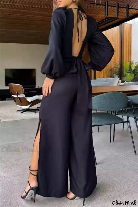 Olivia Mark Elegant Backless Jumpsuit For Women Women Long Sleeve