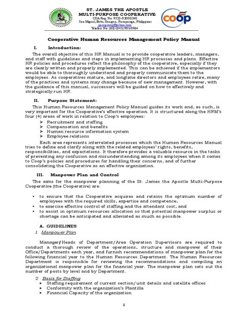 Cooperative Human Resources Management Policy Manua1 Pdf Human Resource Management Payroll