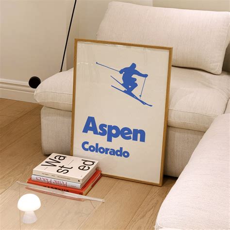 Aspen Wall Art Aspen Colorado Print Retro Ski Poster Skiing Wall Art