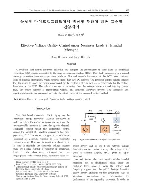 Pdf Effective Voltage Quality Control Under Nonlinear Loads In Islanded Microgrid