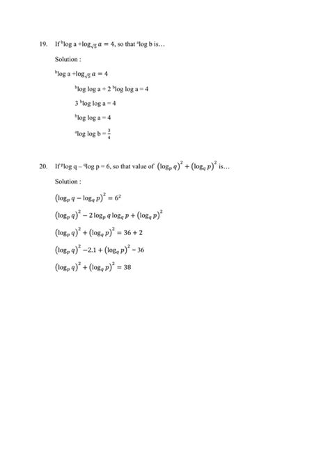 Questions And Solutions Logarithm Pdf