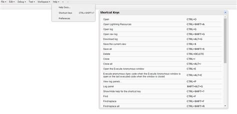 What Are The Shortcut Keys That Uses In Salesforce Developer Console