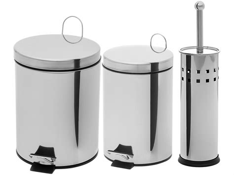 Kit Lixeira Inox Pedal Tampa 3L e 5L Swiss Escova Sanitária