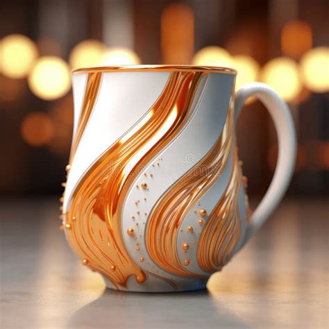 Artdess Mug With Gold And Brown Swirls Unreal Engine Style Stock