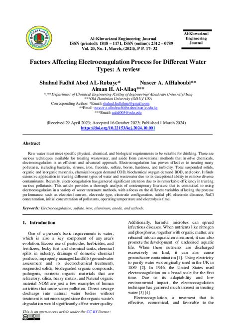 Pdf Factors Affecting Electrocoagulation Process For Different Water Pdf Factors Affecting Electrocoagulation Process For Different Water