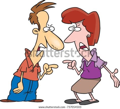 Cartoon Man Woman Argument Stock Vector Royalty Free 737054503