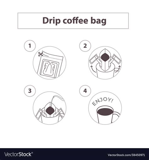 Drip Coffee Bag For Easy Brewing In Cup Set Vector Image