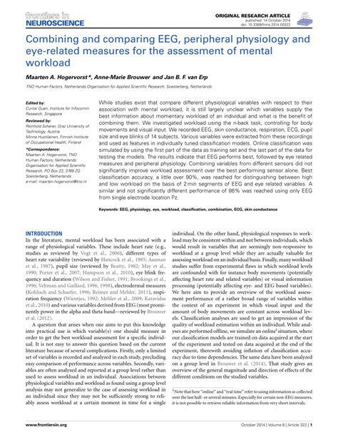 PDF Combining And Comparing EEG Peripheral Physiology And Eye