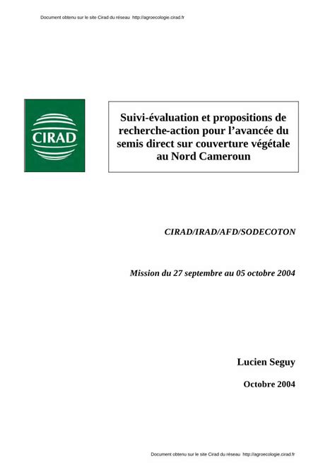 PDF Suivi évaluation et propositions de recherche action pour Suivi évaluation des