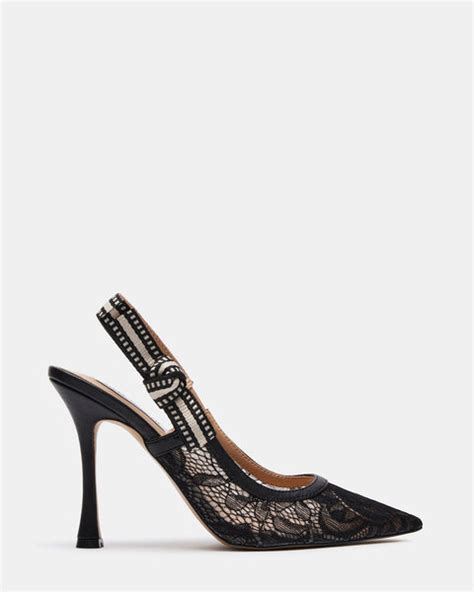 Bri Black Lace Slingback Pump Heel Womens Heels Steve Madden