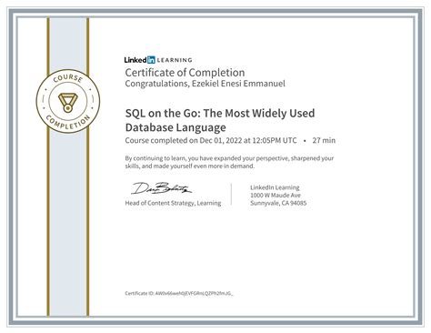 ezekiel enesi emmanuel on linkedin certificate of completion