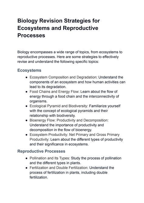 Solution Biology Revision Strategies For Ecosystems And Reproductive