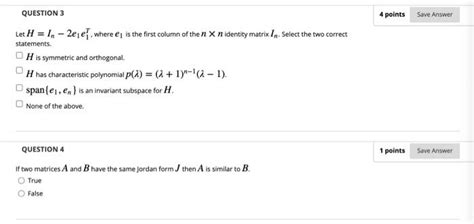 Solved Question 1 2 Points Save Answer Let U E C And V E C