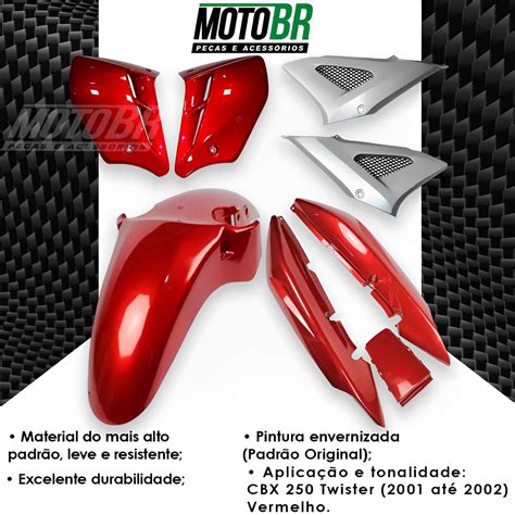 Kit Carenagem Completo Cbx 250 Twister 2001 A 2002 Vermelho Motobr