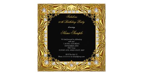 Fabulous 60 Gold Diamond Black 60th Birthday Party Card