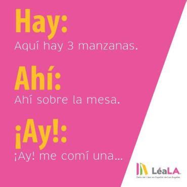 La diferencia entre Hay Ahí y Ay Ortografía Pinterest